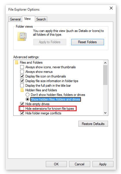 Show and hide file extensions in Windows 10 Show and hide file extensions in Windows 10