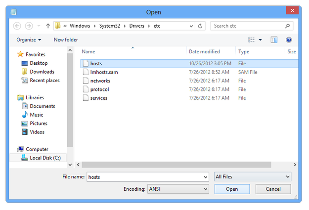 Edit hosts file in Windows Edit hosts file in Windows