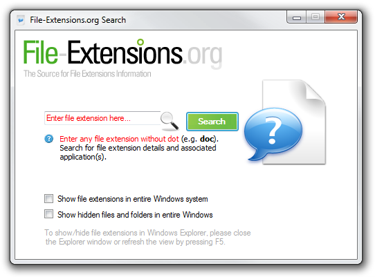File-Extensions.org Search application for Windows - File-Extensions.org