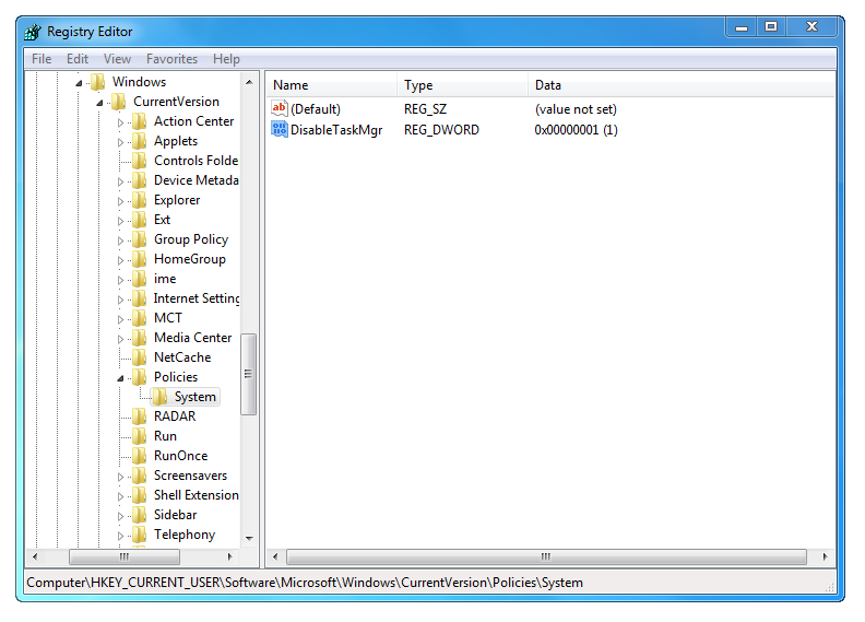 Restoring of disabled Task Manager in Windows - File-Extensions.org