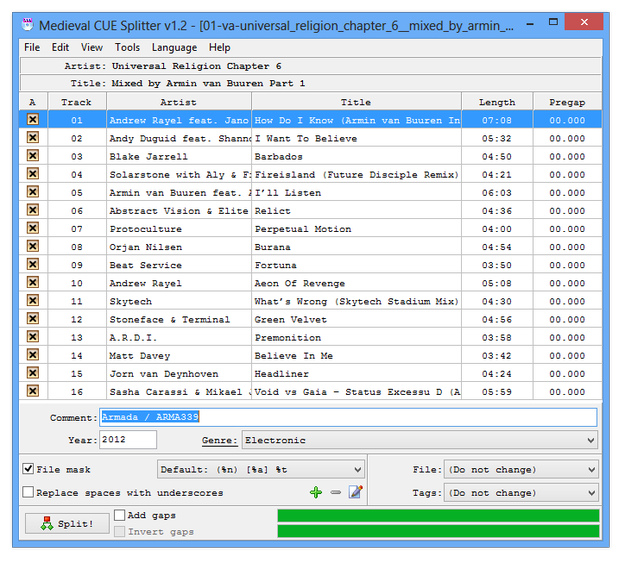 Split one music mix to separate audio tracks - File-Extensions.org