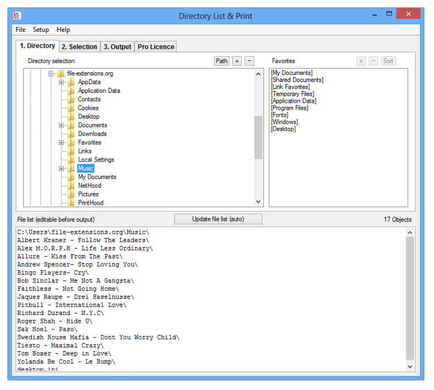 Generate a directory listing or file list in Windows - File-Extensions.org