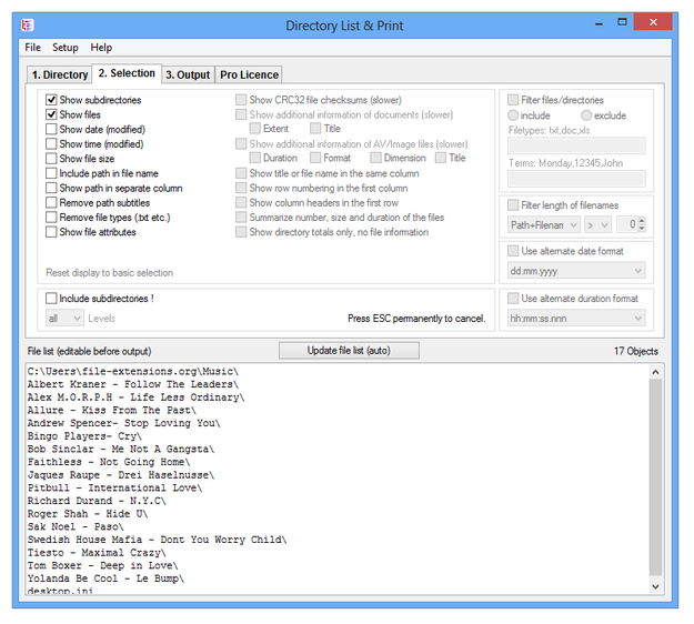 Generate a directory listing or file list in Windows - File-Extensions.org