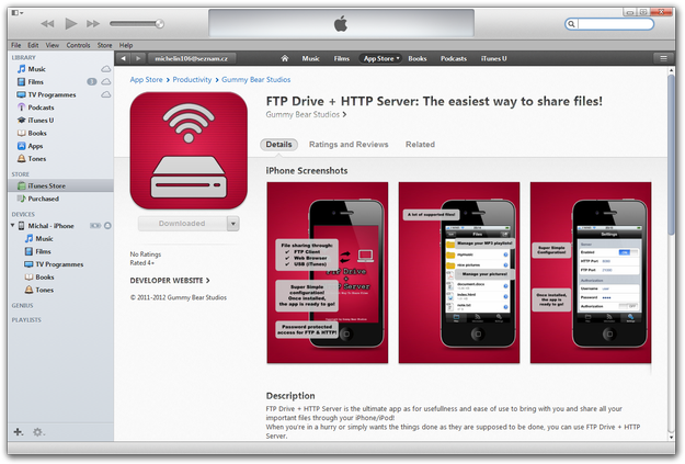 Salin file ke iPhone melalui protokol FTP - File-Extensions.org