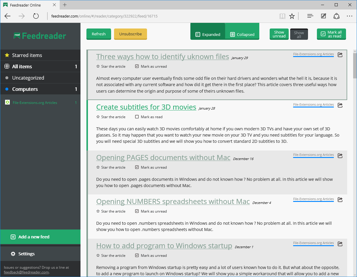 Google Reader replacements - File-Extensions.org