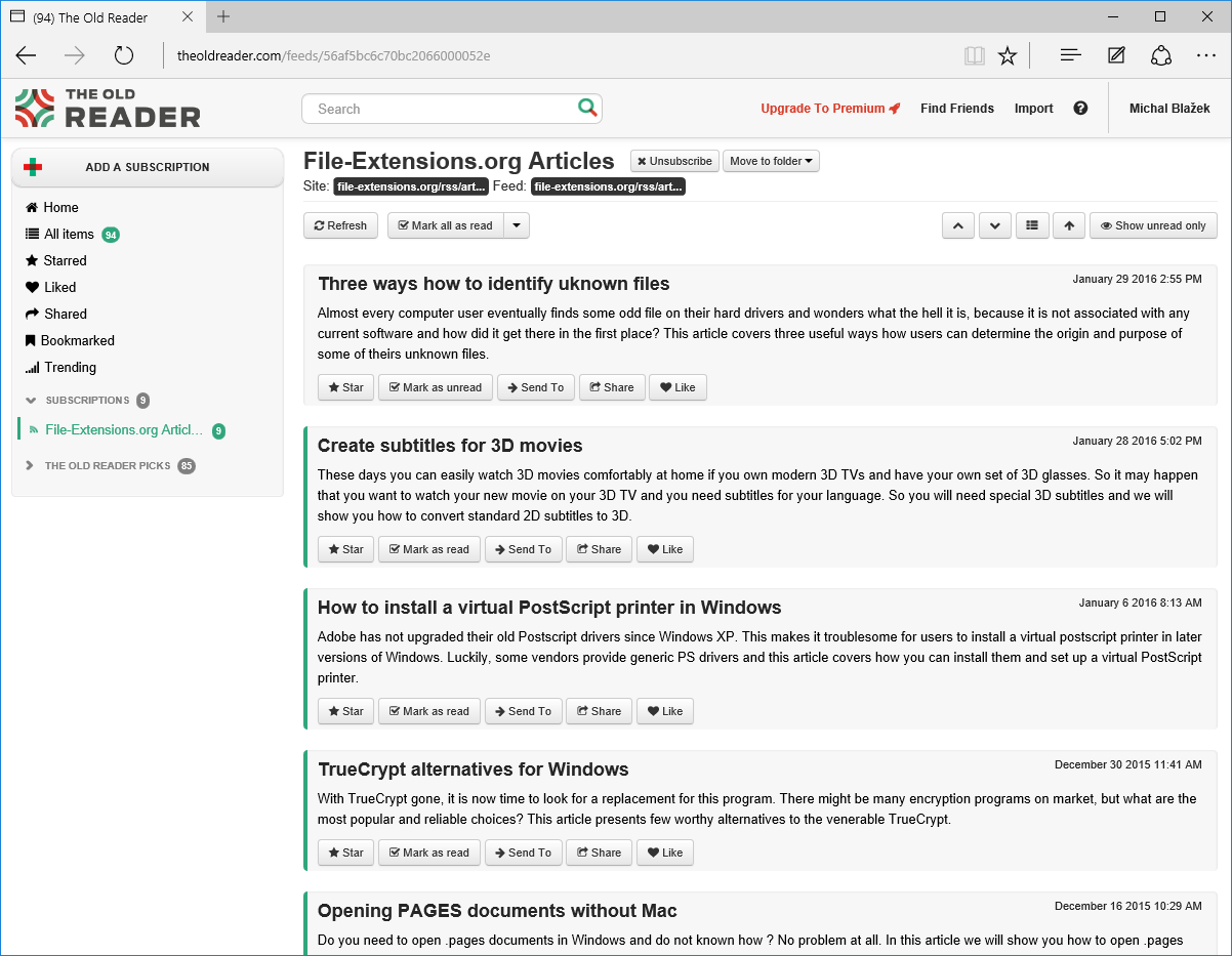 Google Reader replacements - File-Extensions.org