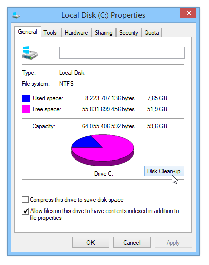 Free up drive space in Windows 8 - File-Extensions.org