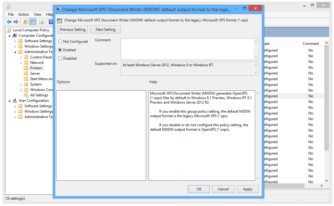 How to change the default format for Microsoft XPS Document Writer in ...