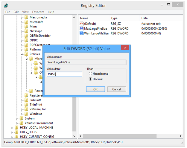 Cara mengatur batas ukuran untuk file Outlook - File-Extensions.org