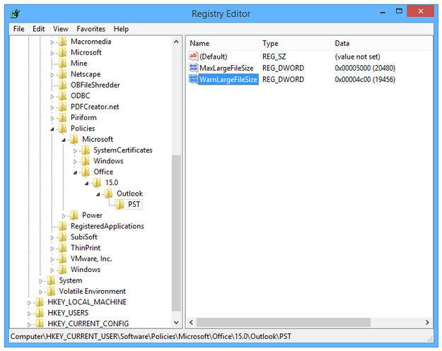 Cara mengatur batas ukuran untuk file Outlook - File-Extensions.org