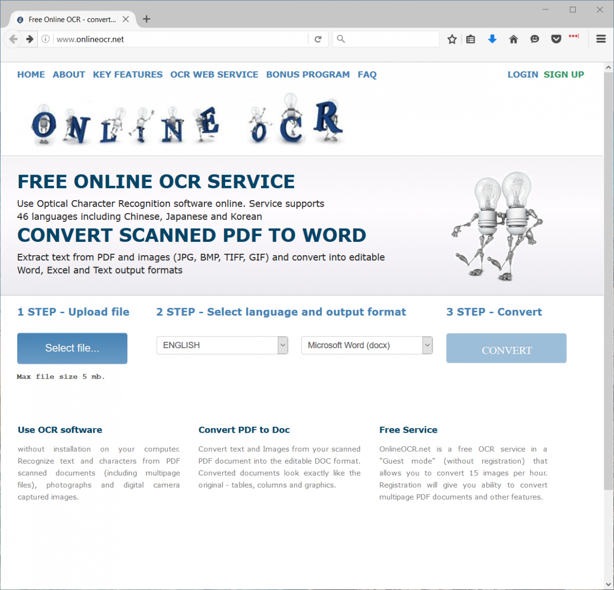 Convertir documento escaneado a texto - File-Extensions.org